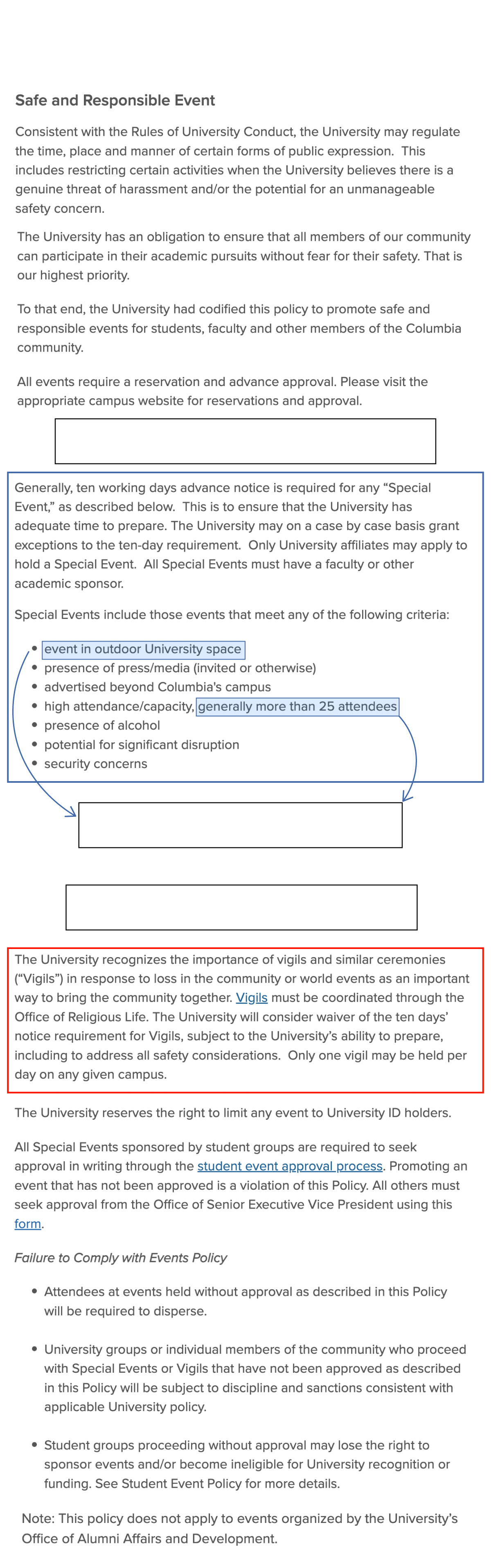 Columbia updated its event policy webpages. Twelve days later, it ...