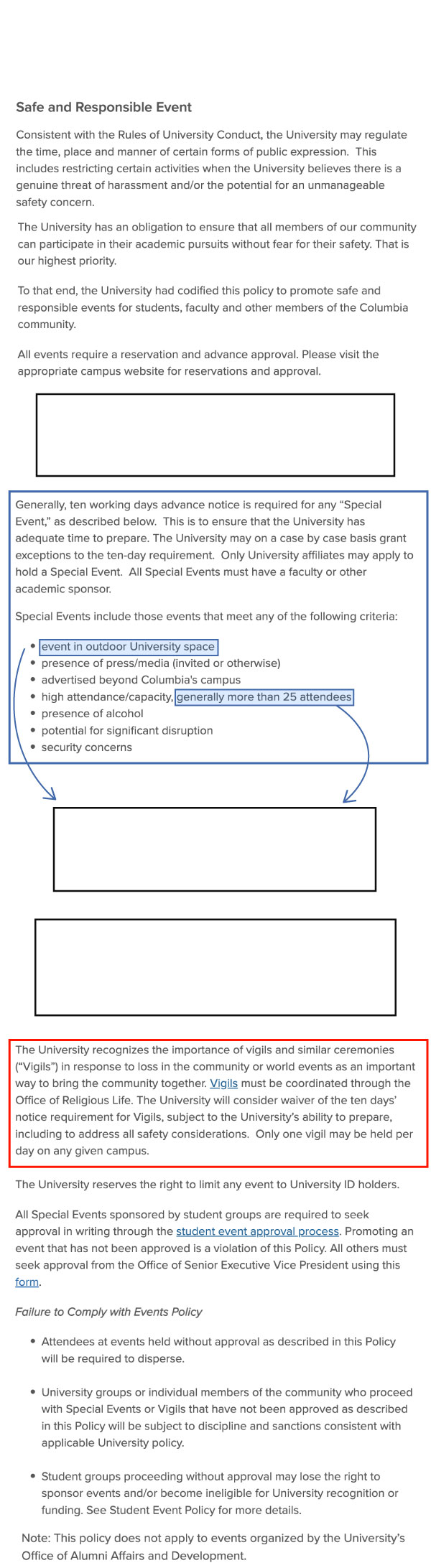 Columbia updated its event policy webpages. Twelve days later, it ...